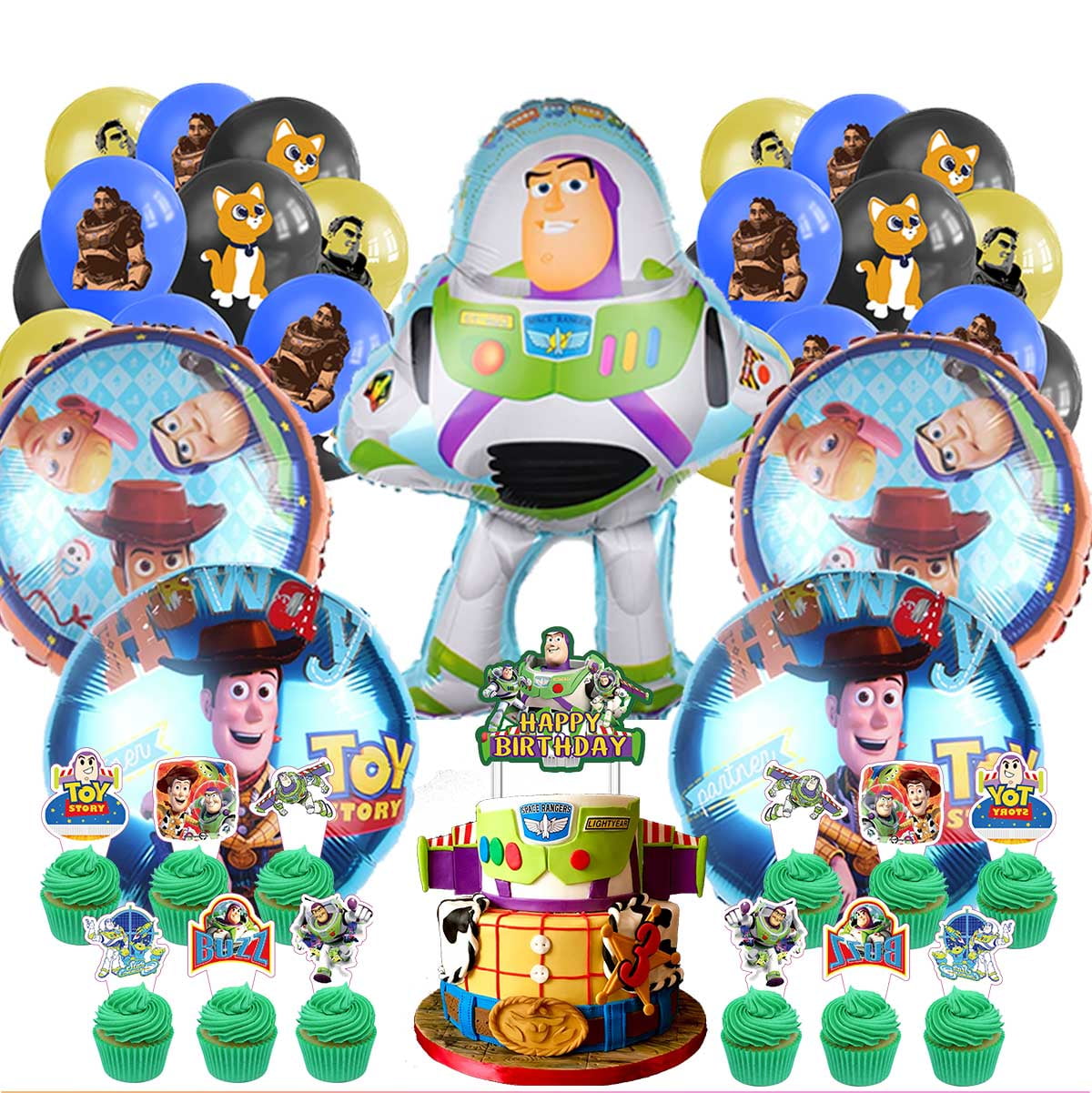 Buzz Lightyear Party Supplies Balloons Cake Topper Birthday Set ...