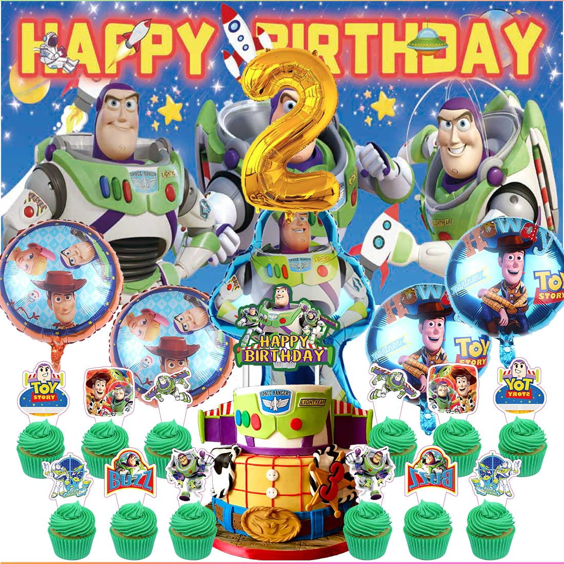Buzz Lightyear Party Supplies Decor 2nd Kit Balloons Birthday Cake ...