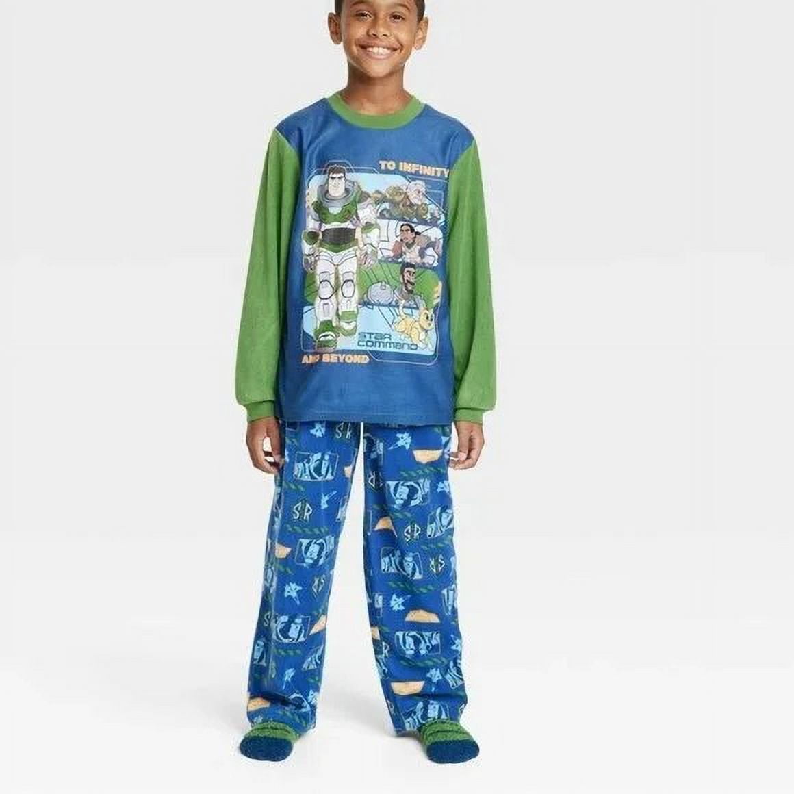 Buzz Lightyear Star Command Boy's Fleece Pajama Set with Socks (Small 6 ...