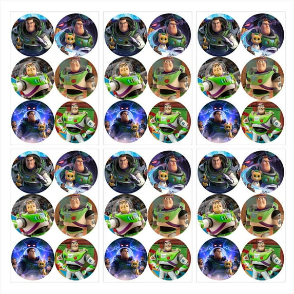 Buzz Lightyear Stickers Labels Birthday Thank You Party Favors Themed Round Circle Baby Shower ...