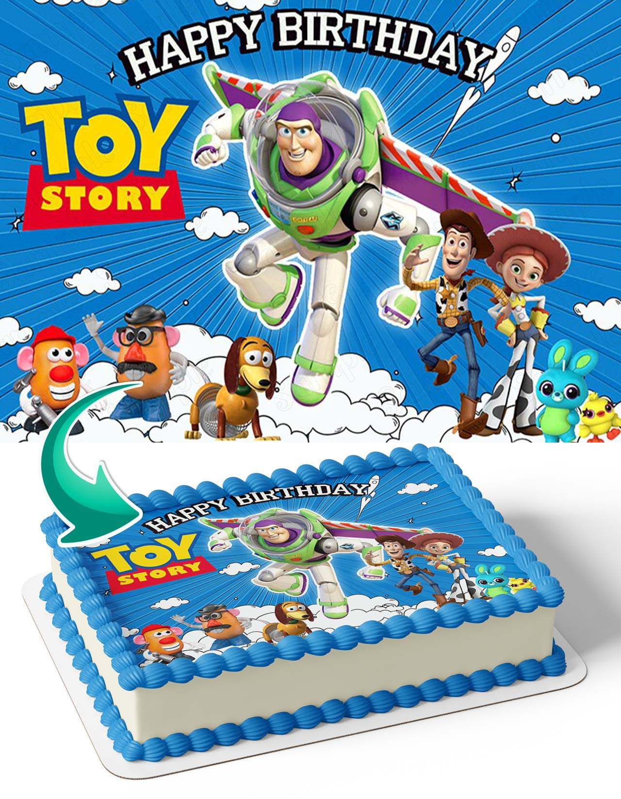Buzz Lightyear Toy Story Edible Image Birthday Cake Topper, by ...