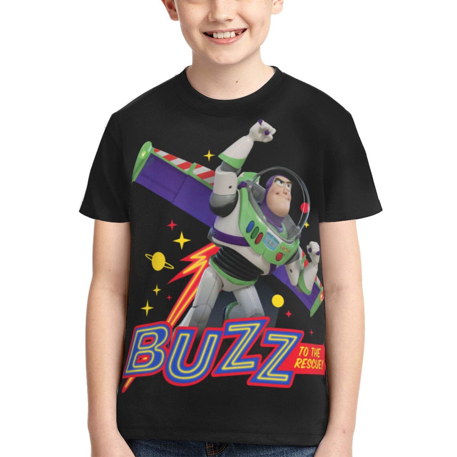 Buzz Lightyear Toy Story Youth 3d Graphic Printed T-Shirt Crewneck Short Sleeve Tees For Boys ...