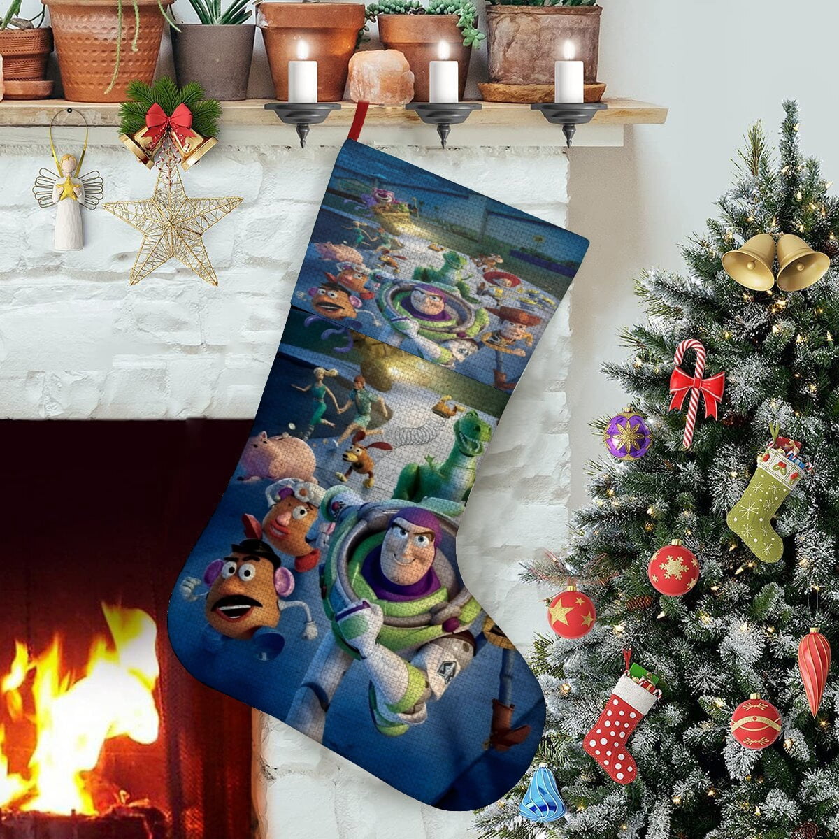 Buzz Lightyear-theme Christmas Stockings，Fine white linen for Stairs ...