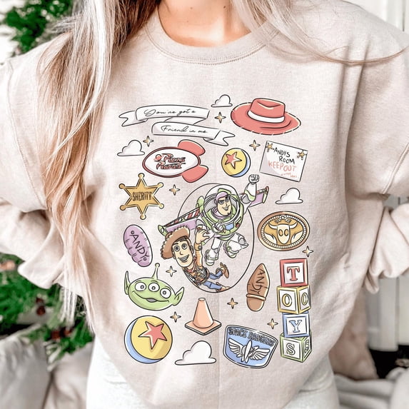 Buzz & Woody Retro Toy Story Sweatshirt, Cozy Pixar Pullover for Fun ...