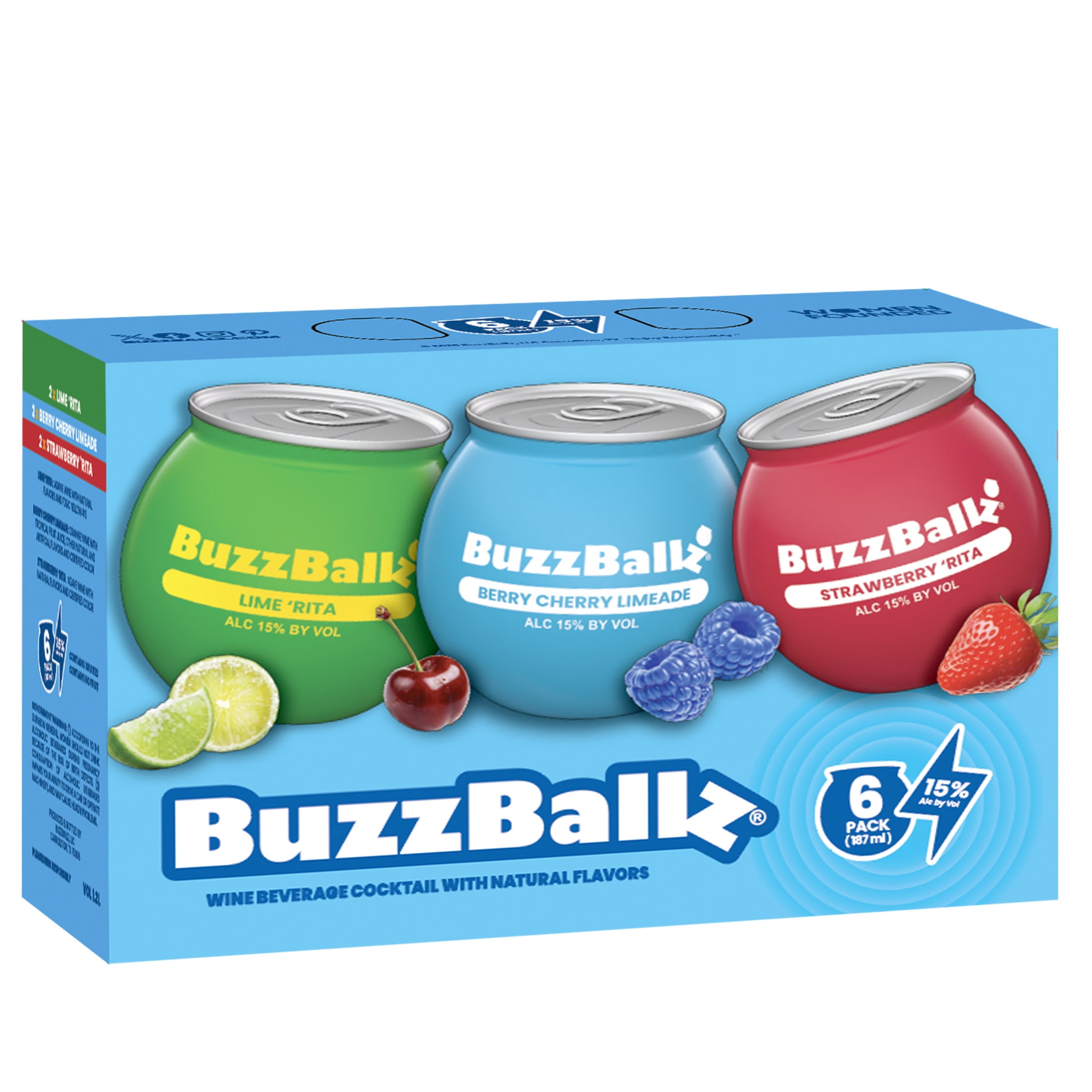 BuzzBallz Everyday Faves 6‑Pack – Chillers 187ml, 15% ABV – Lime Rita ...