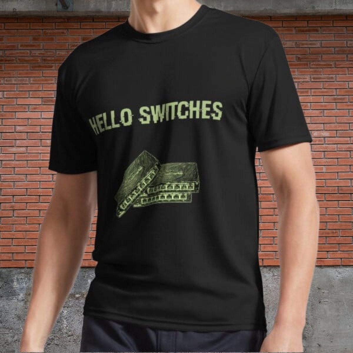 Hello switches Active T-Shirt Logo Men's Black T-Shirt Funny Size S to ...