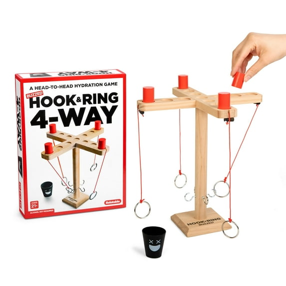 Buzzed 4-Way Hook & Ring Drinking Game for Adults, Fun Adult Party ...