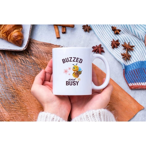 Buzzed and Busy Bee Coffee Mug Funny Quote, Floral Cup - Walmart.com