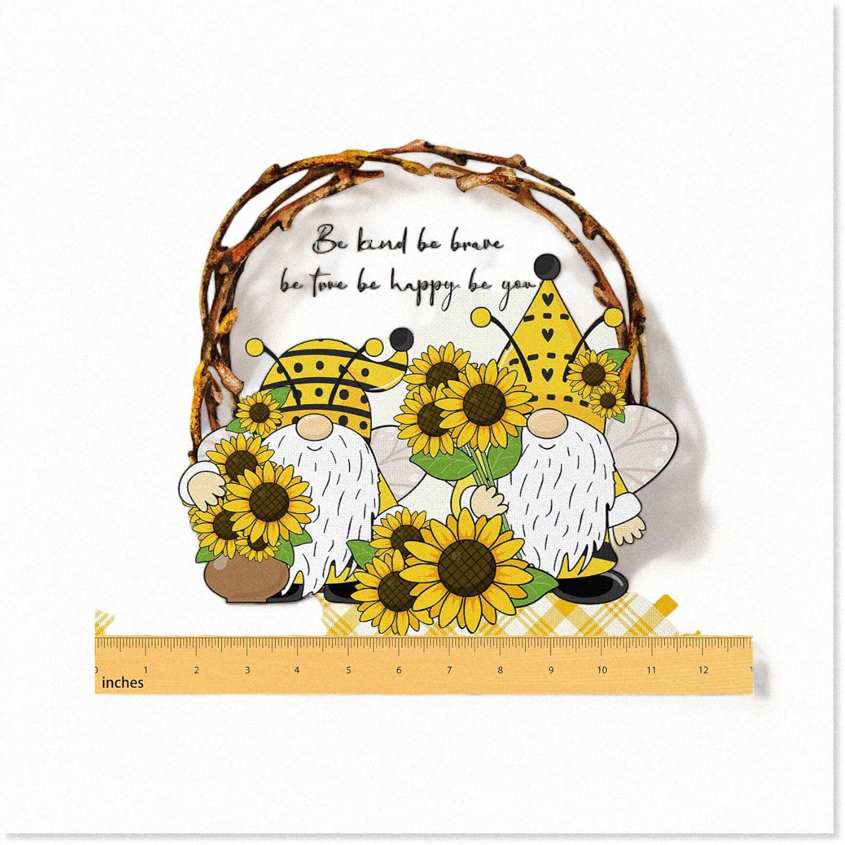Buzzing Blooms Bee Gnome Fabric: Sunflower Floral Lumbar Support ...
