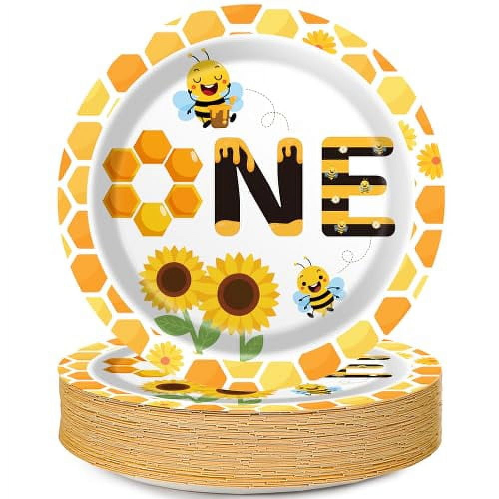 Buzzing Fun: 48-Piece Bee 1st Birthday Party Paper Plates Set ...