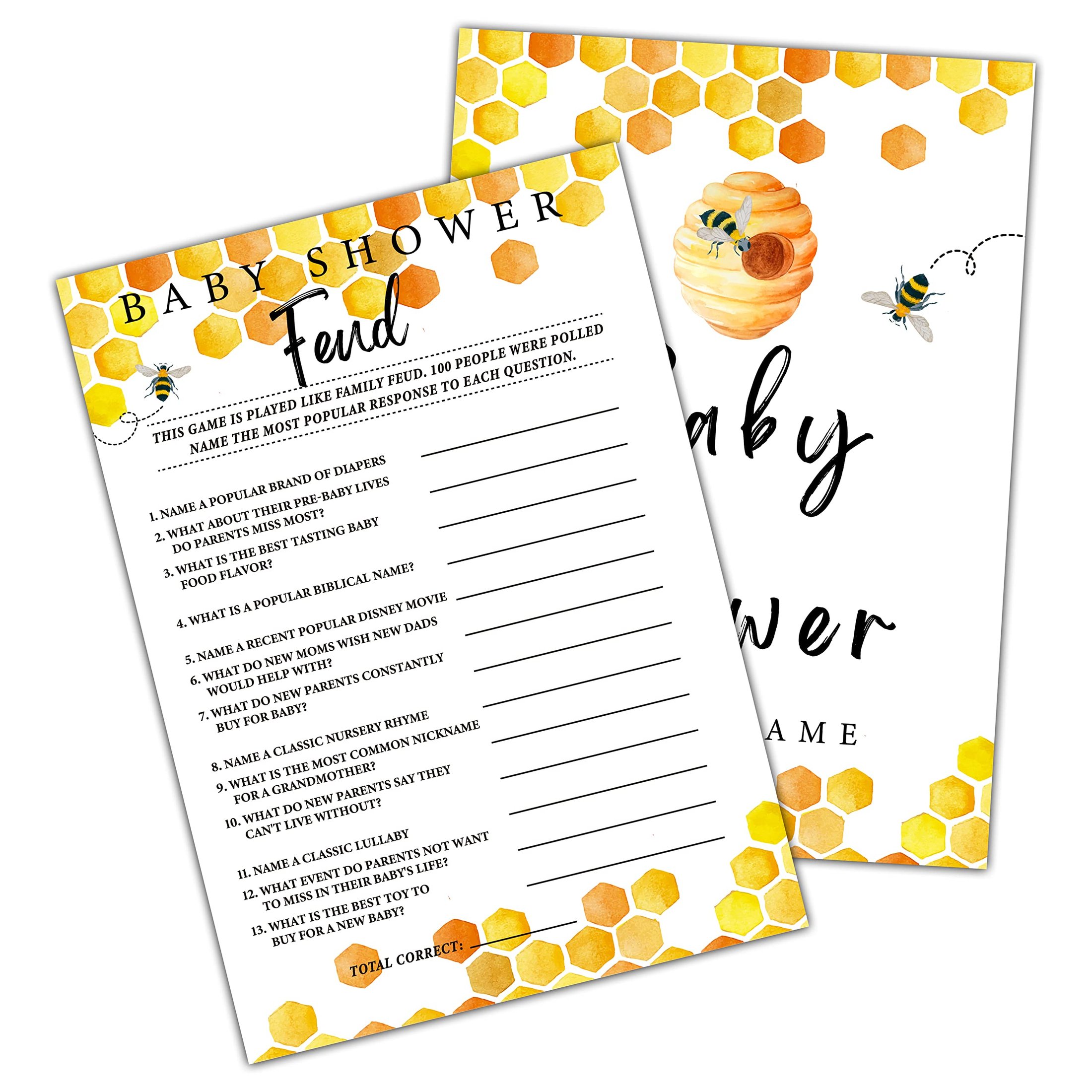 Buzzing Joy Baby Shower Game Set - 30-Pack Honey Bee Themed Fun with ...