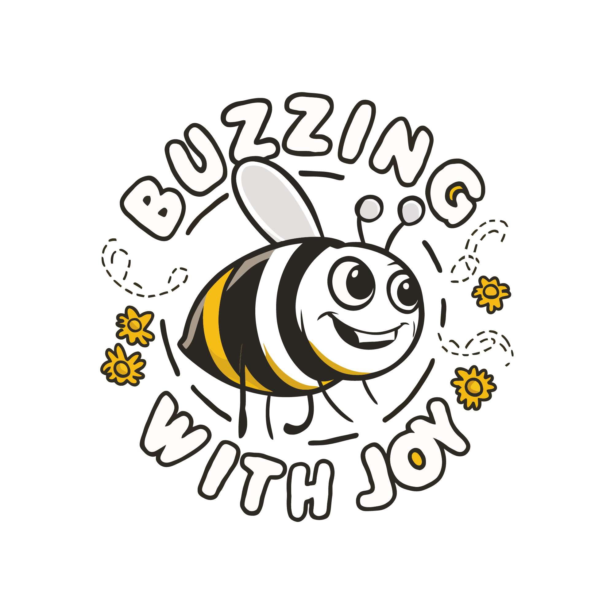 Buzzing With Joy Joyful Happiness Cheerful Cute Bee Animal Wall Art ...