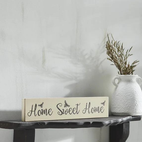 Buzzy Bees Home Sweet Home Antique White Mdf Wall Sign 3X14X0.75 ...