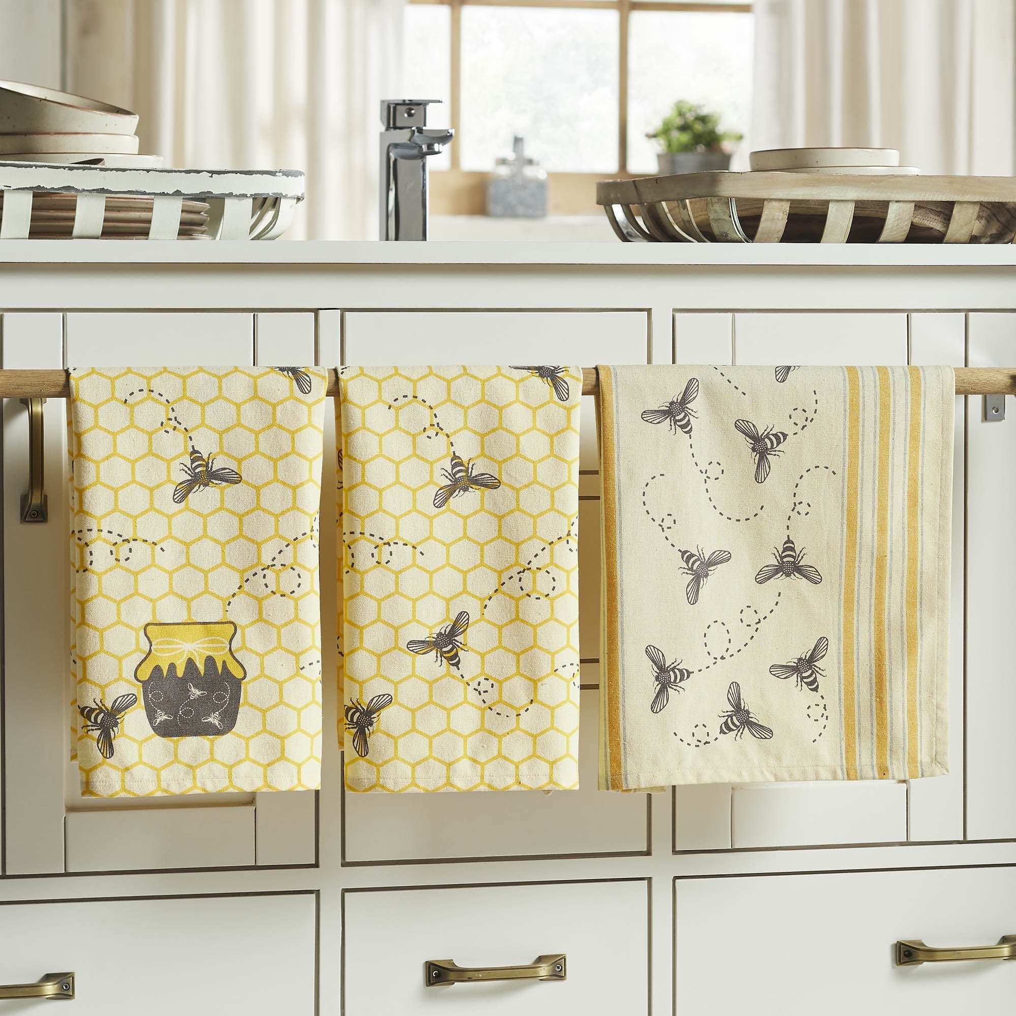 VHC Brands Buzzy Bees Honeypot Tea Towel Set of 3 16x28, Spring ...