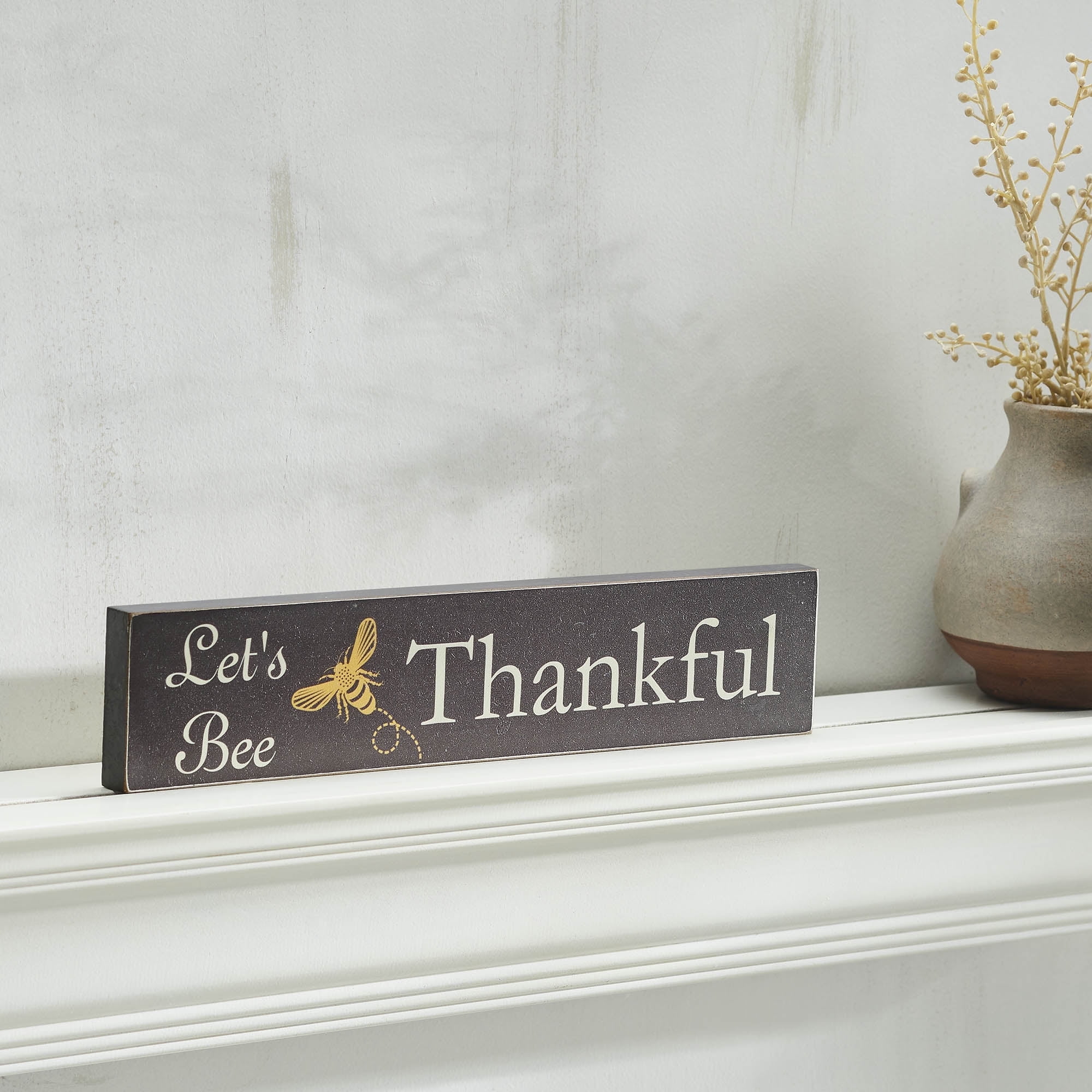 VHC Brands Buzzy Bees Let's Bee Thankful Grey MDF Wall Sign 3x14x0.75 ...
