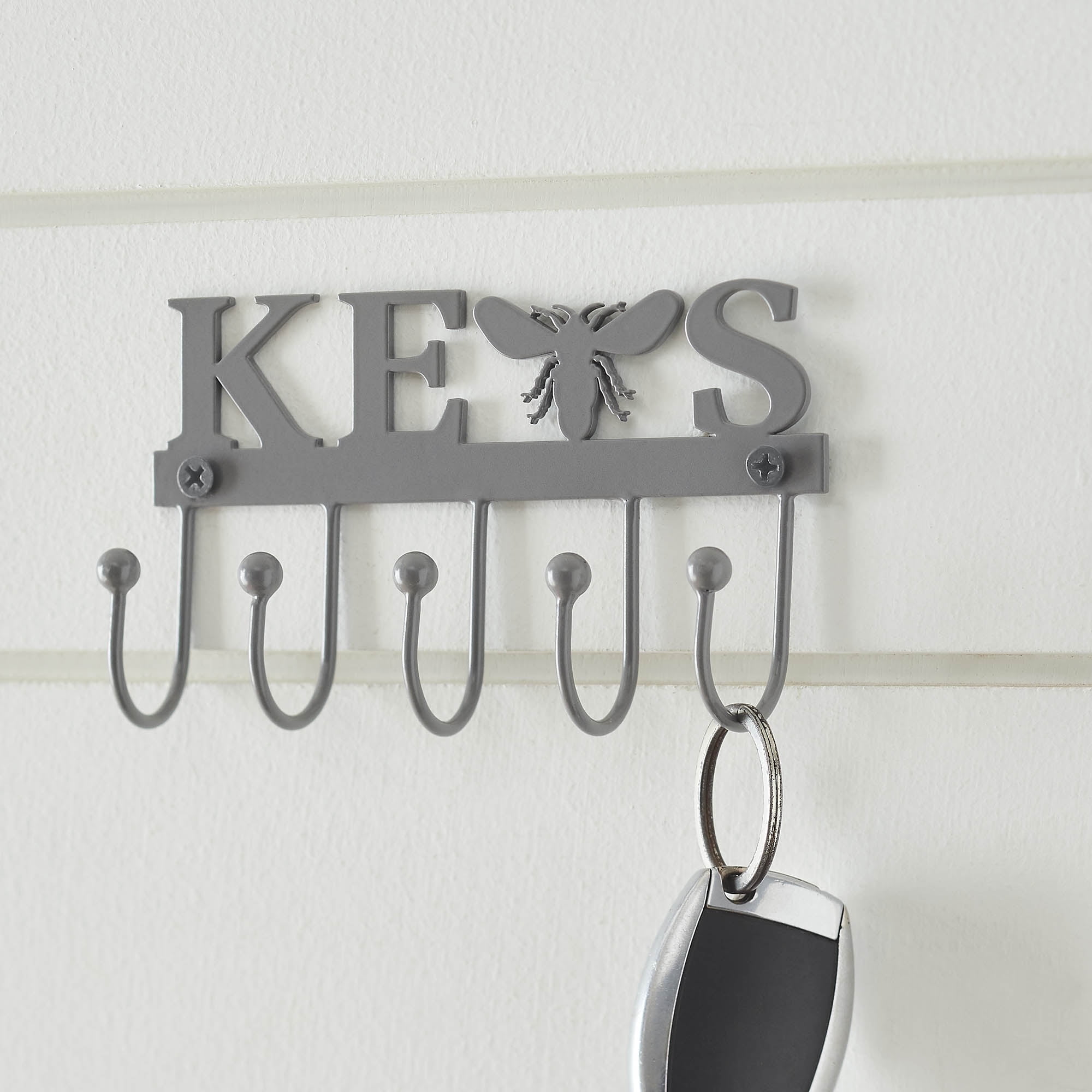 Buzzy Bees Metal Wall Mount Bee Key Holder Grey 3x5.3 - Walmart.com
