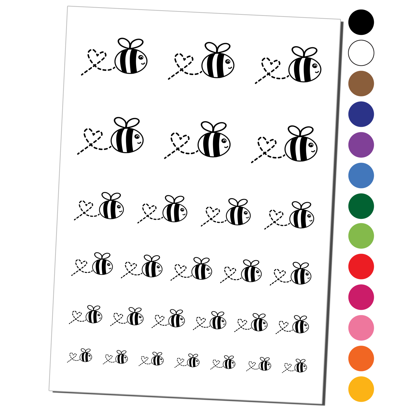 Buzzy Bumble Bee with Heart Water Resistant Temporary Tattoo Set Fake ...