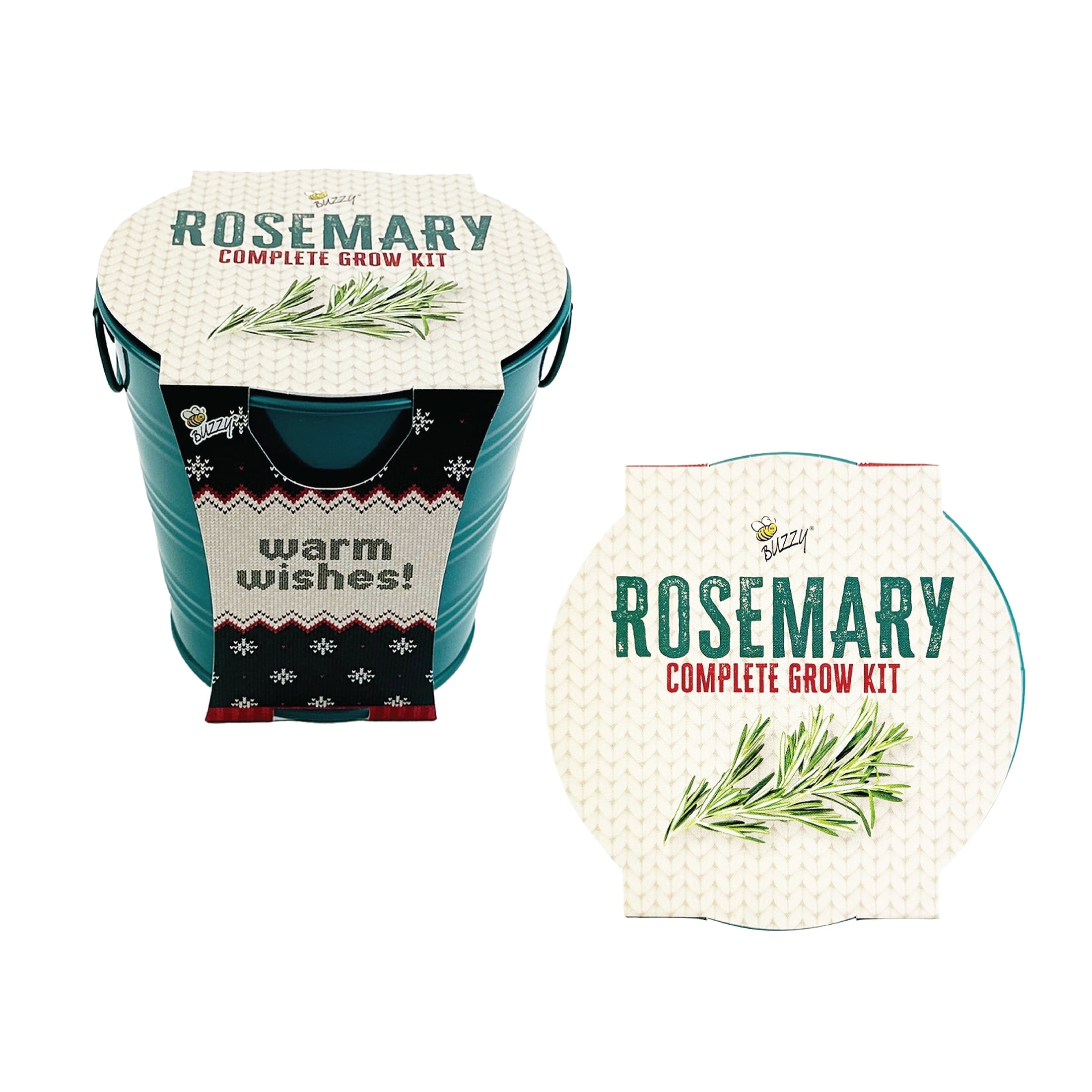 Buzzy Seeds Holiday Pail Rosemary Herb Indoor Seed Starter Grow Kit ...