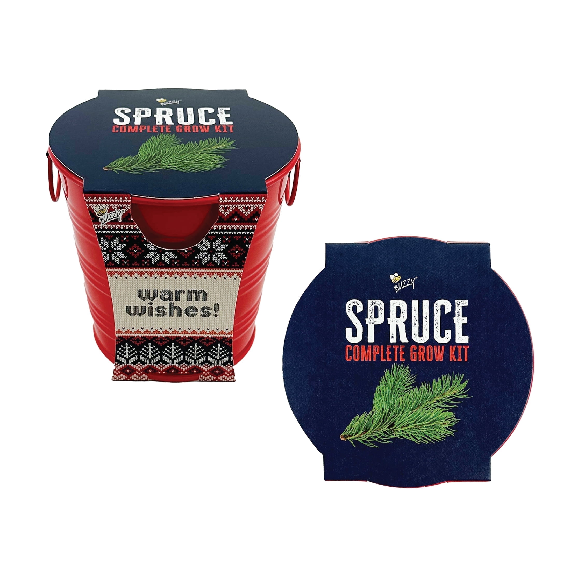 Buzzy Seeds Holiday Pail Spruce Tree Indoor Gardening Grow Kit ...