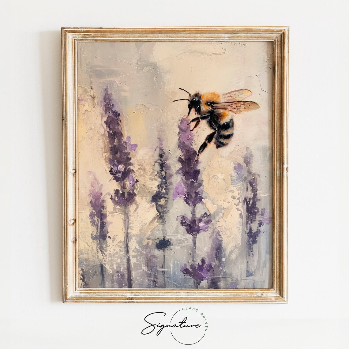 Buzzy Lavender Landing, Bee On Flower Wall Art, Nature-Inspired ...