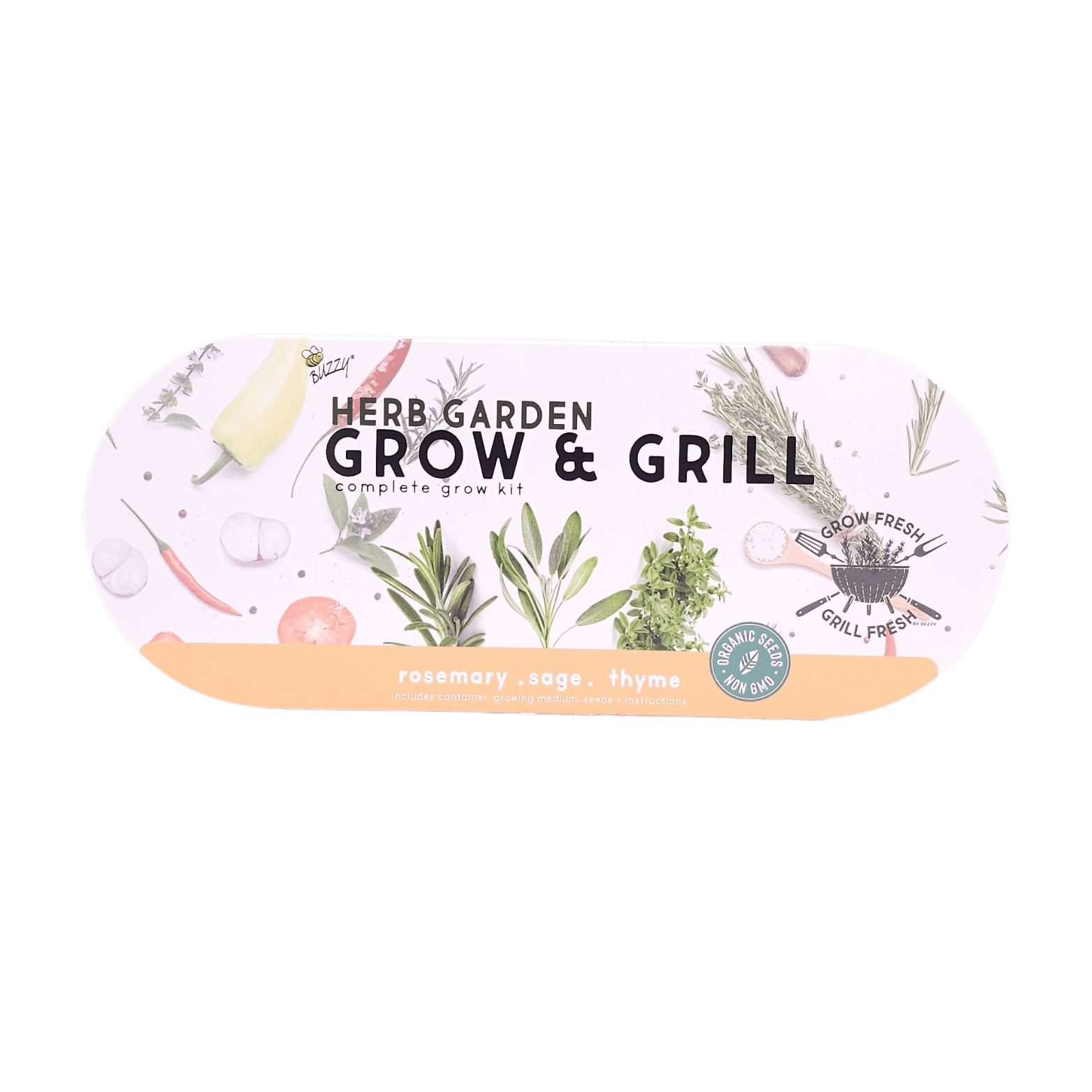 Buzzy Seeds Grow & Grill Organic Herb Garden Windowsill Grow Kit Indoor ...