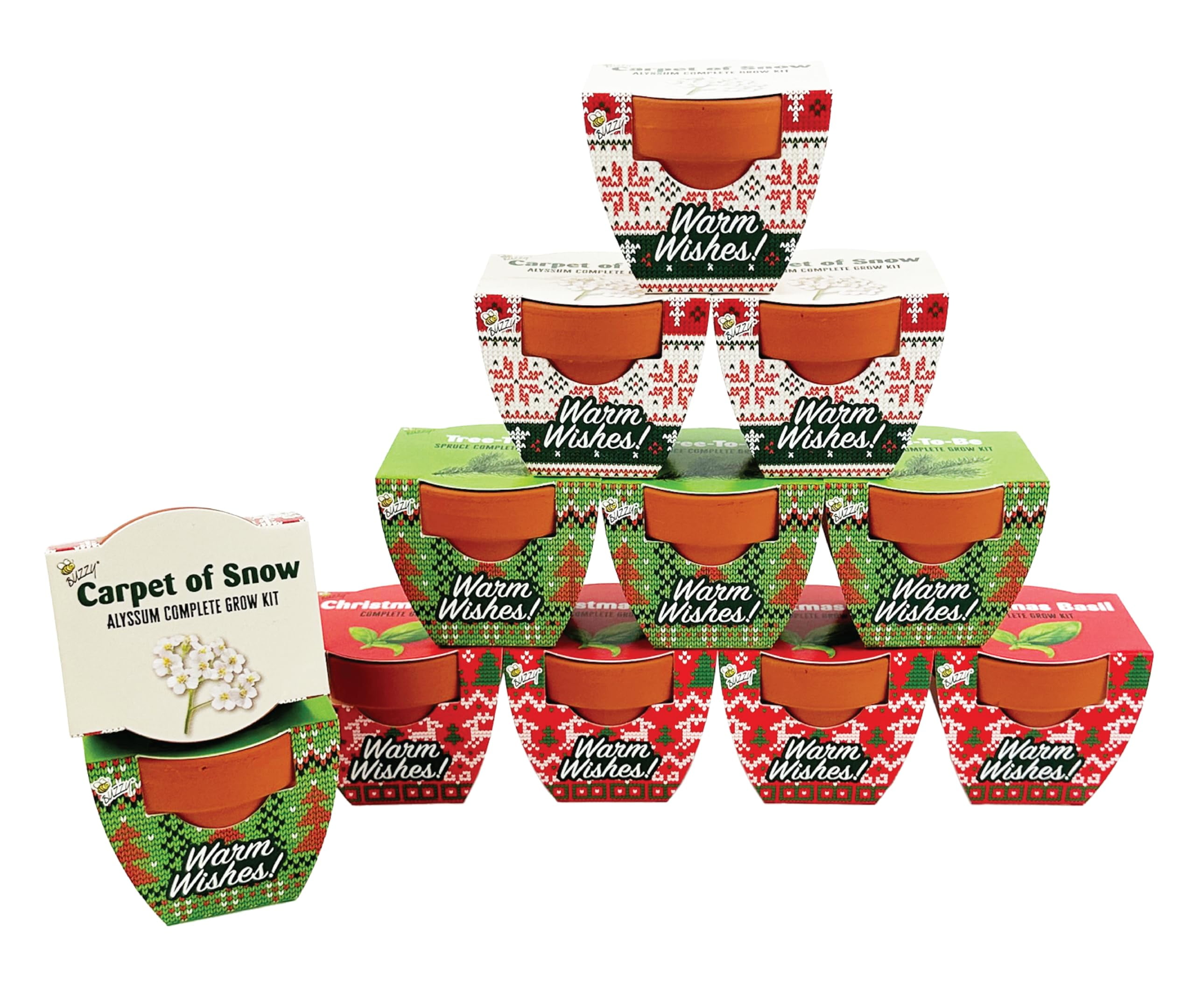 Buzzy Seeds Holiday Sweater Terracotta Mini Grow Pots | 12-Pack ...