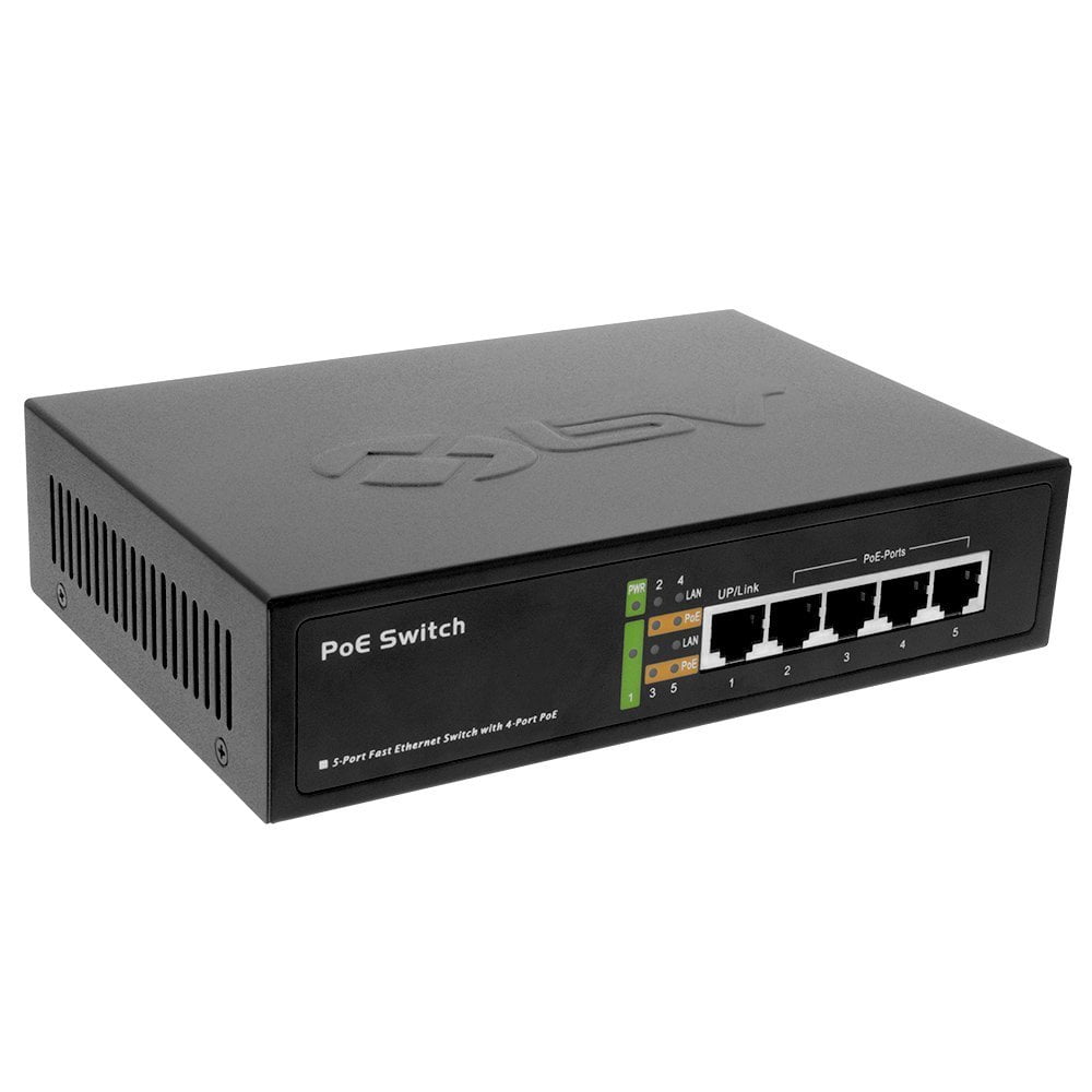 Bv Tech PoE Switch,Camera Inputs 4,4-29/32" L LTPOE-SW502 - Walmart.com