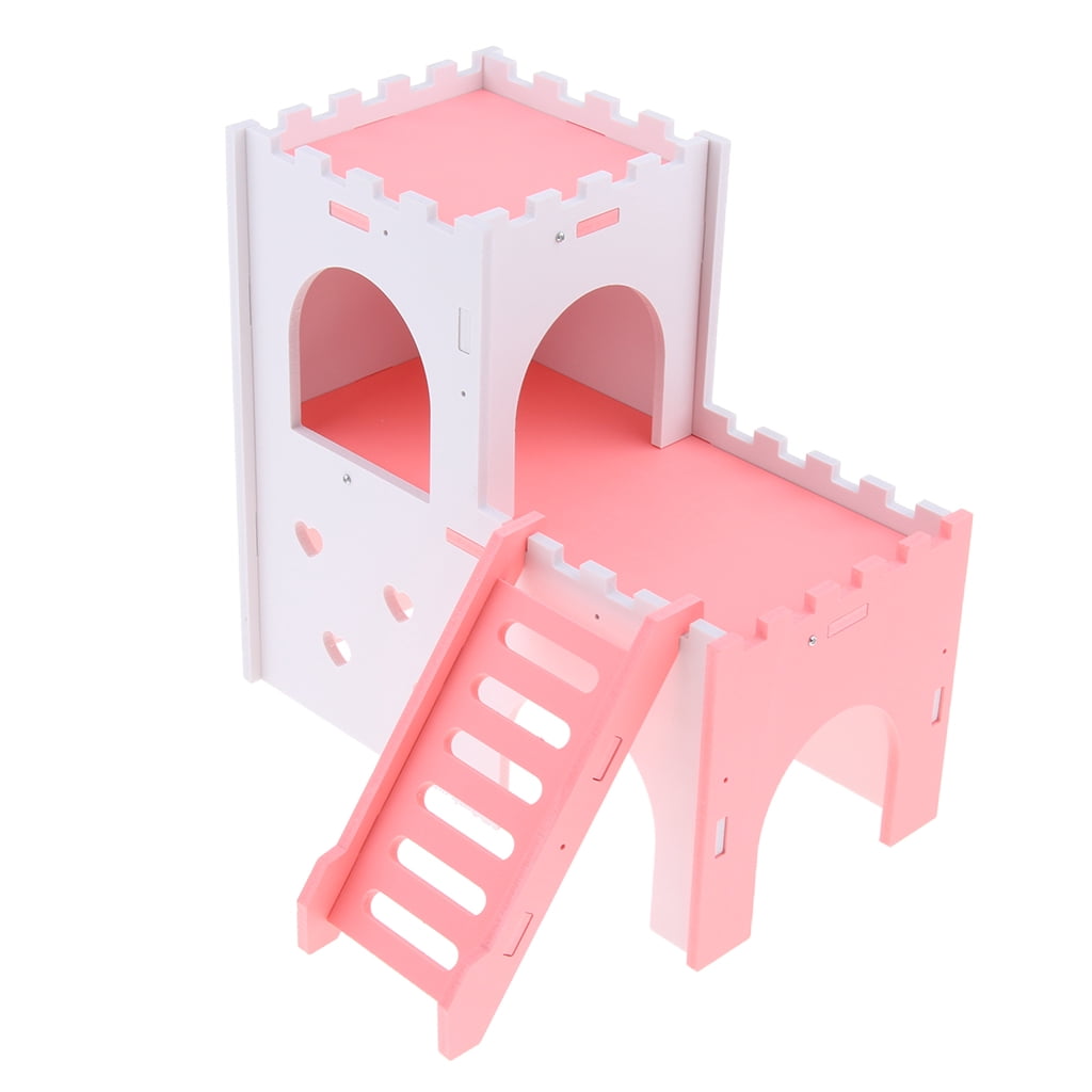 Bvdfgk Hamster Hideout House Cabin Cages Wooden Play Toy Pink - Walmart.com