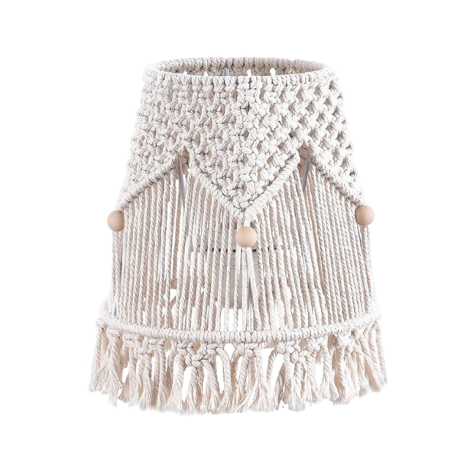 Bvdfgk Macrame Ceiling Lamp Shade Hanging Lampshade Boho Hand Knitted ...