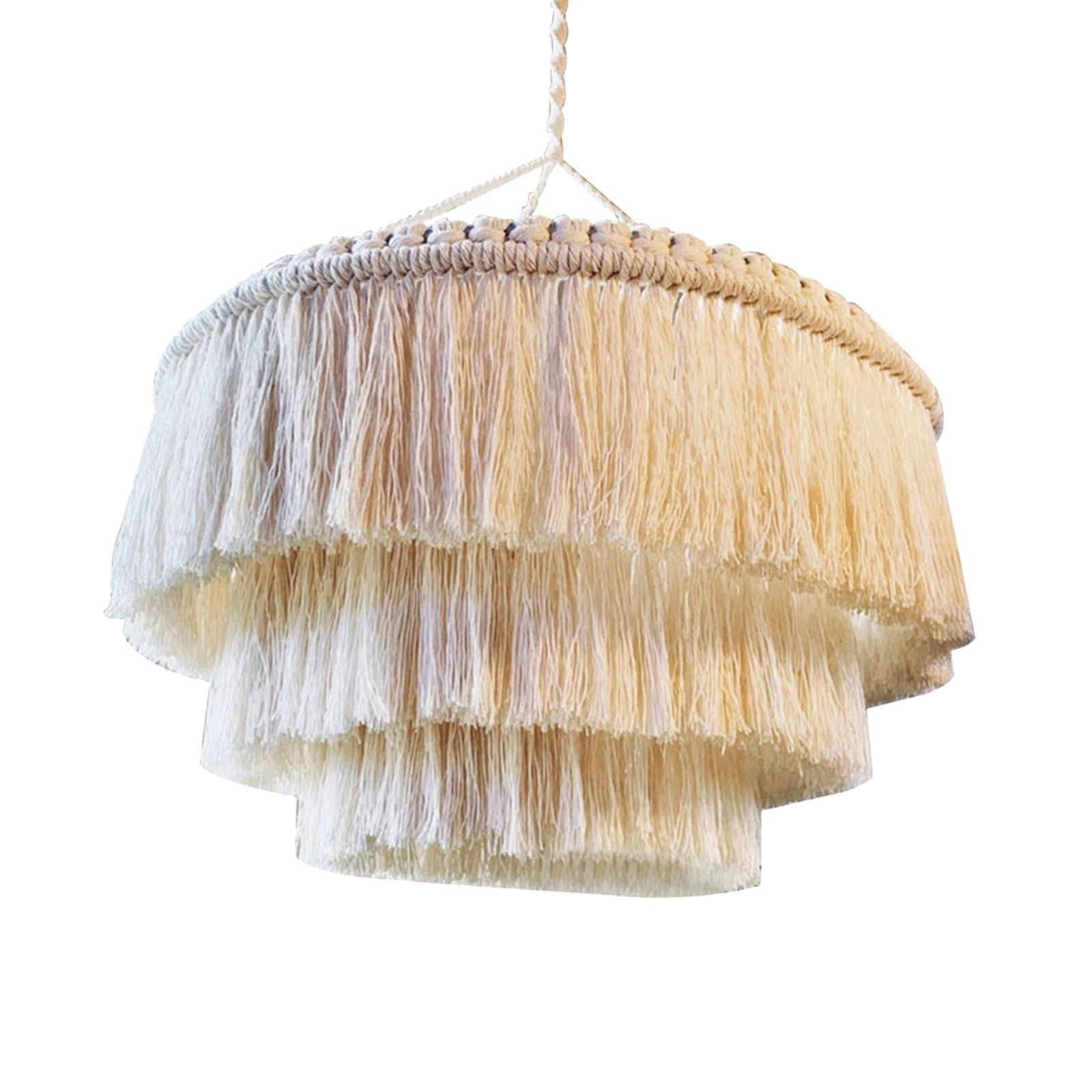 Bvdfgk Macrame Lamp Shade Handmade Bohemian Hanging Light Cover Pendant ...