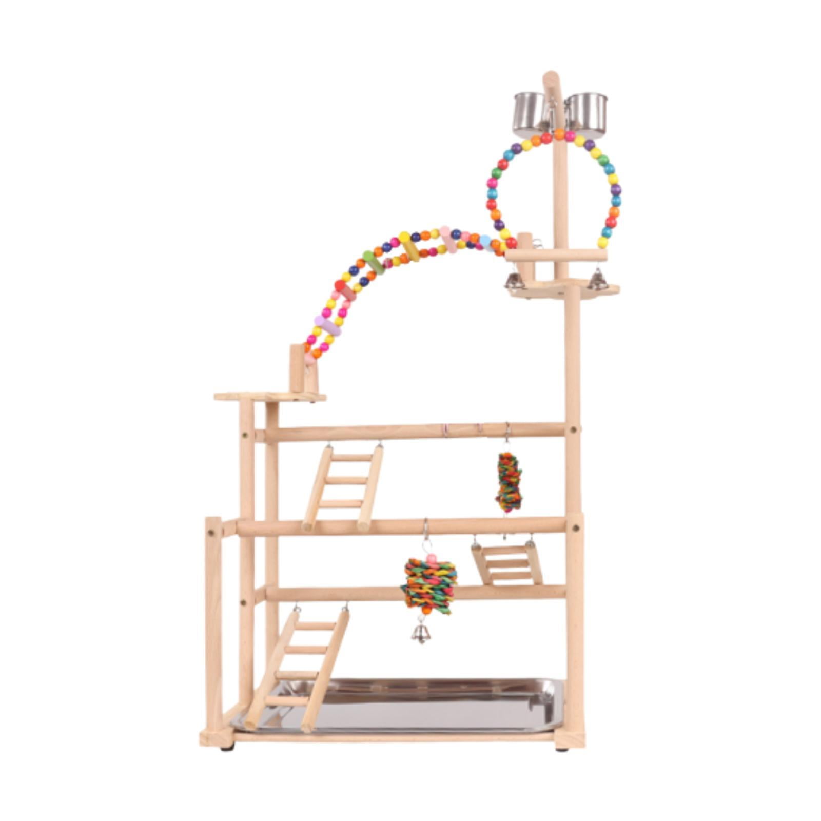 Bvdfgk Parrot Playground Wooden Perch Stand Cage Accessories with ...