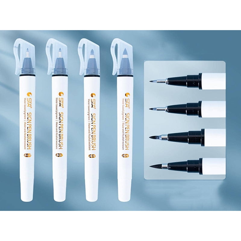 Bview Art 4pcs Calligraphy Soft Tip Pens,4 Size Hand Letter Marker Pens ...