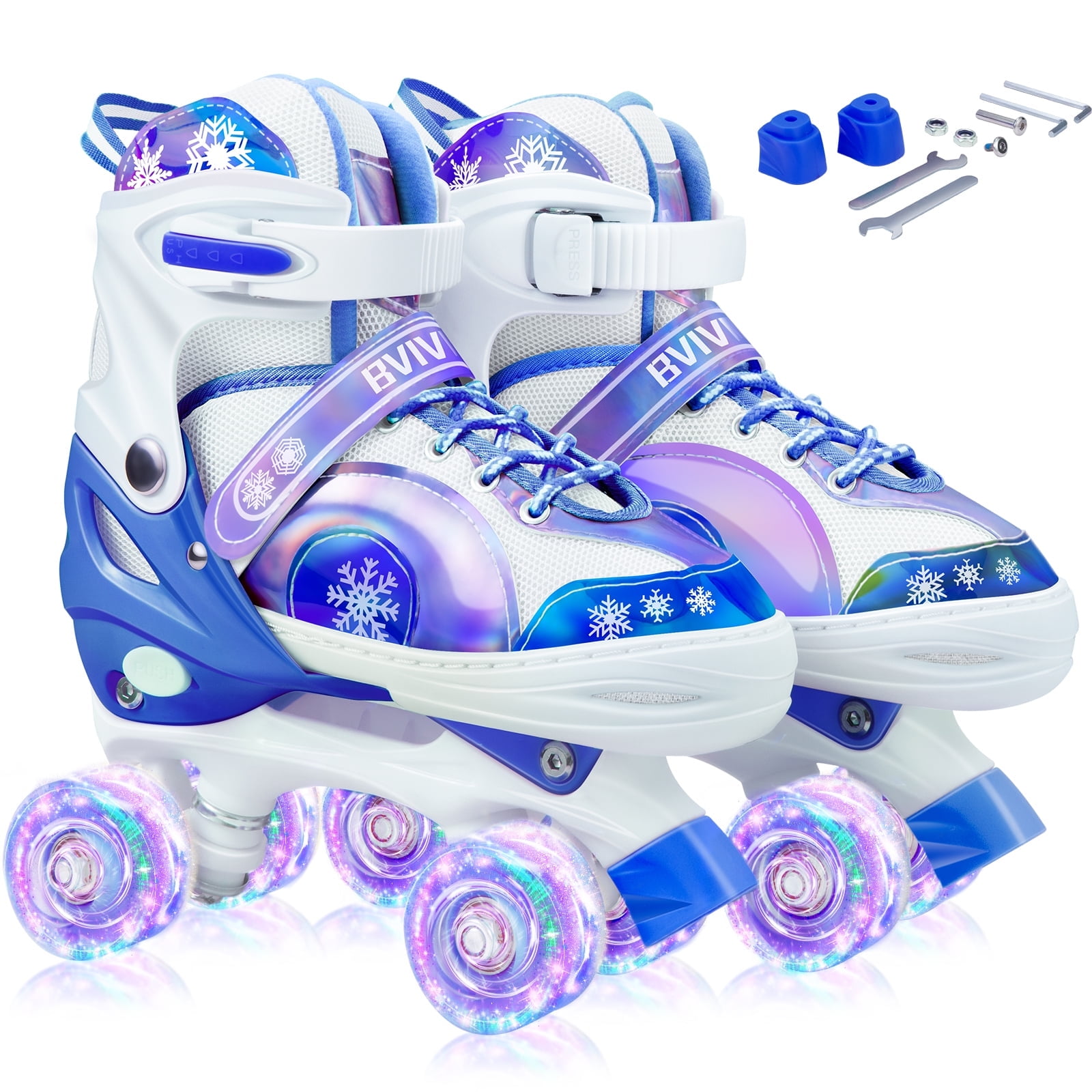 Walmart Kids Roller Skates, Adjustable Size 1-4 for Girls/Boys Age 6-12 ...