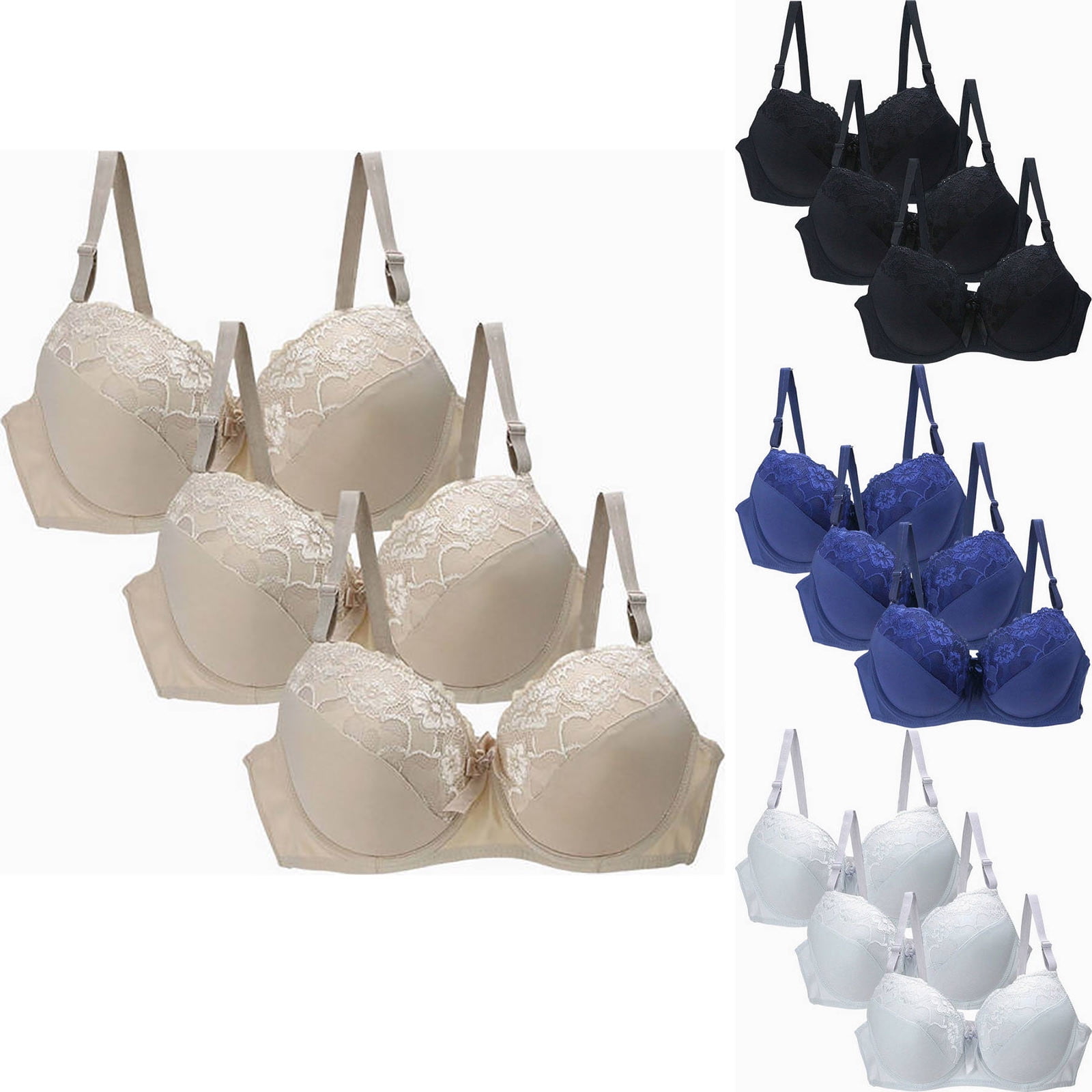 Bvxeep 3PC Women's Push-up Lace Sports Bra - Walmart.com