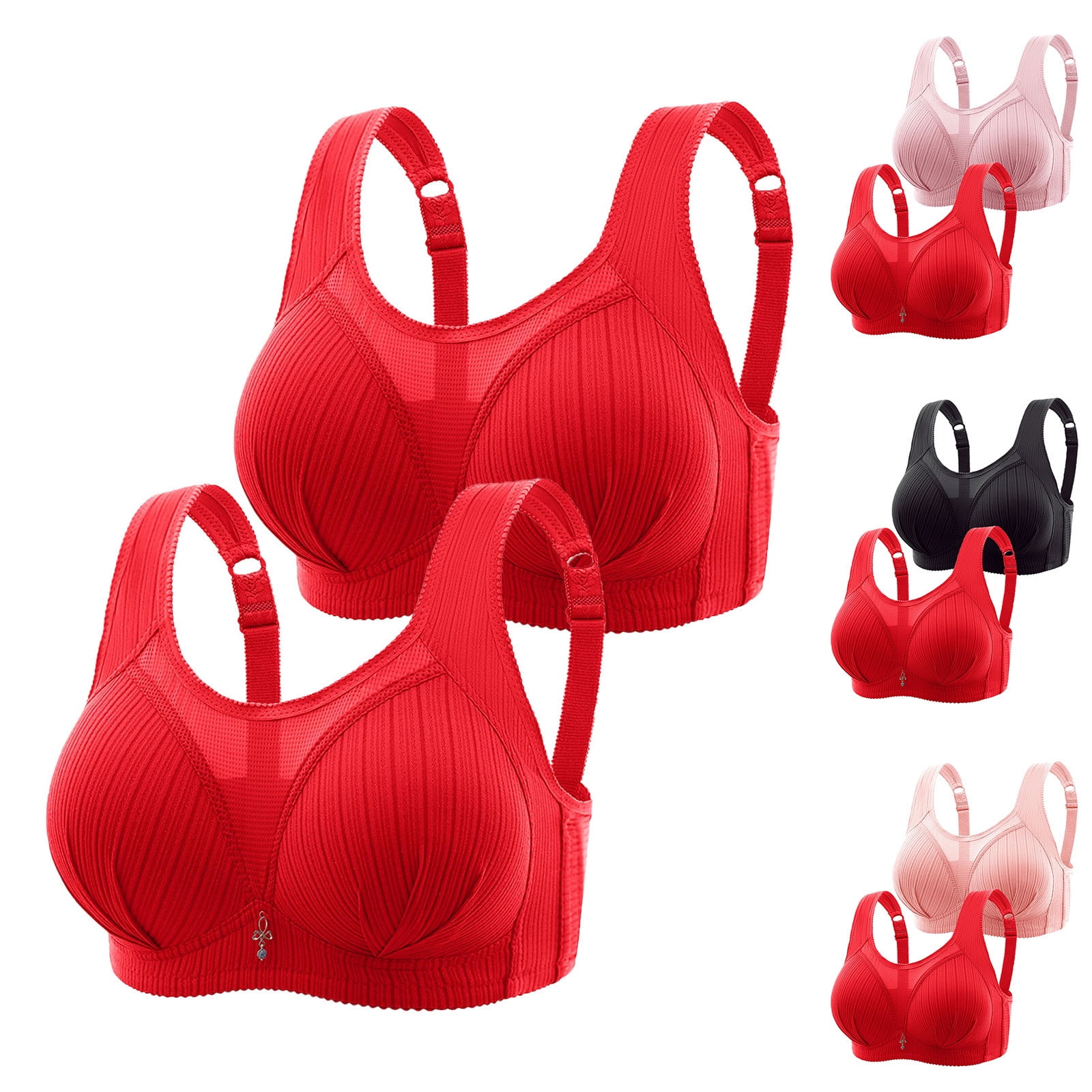 Bvxeep Plus Size Women's Wireless Bra Seamless-exposure Everyday 2PC ...