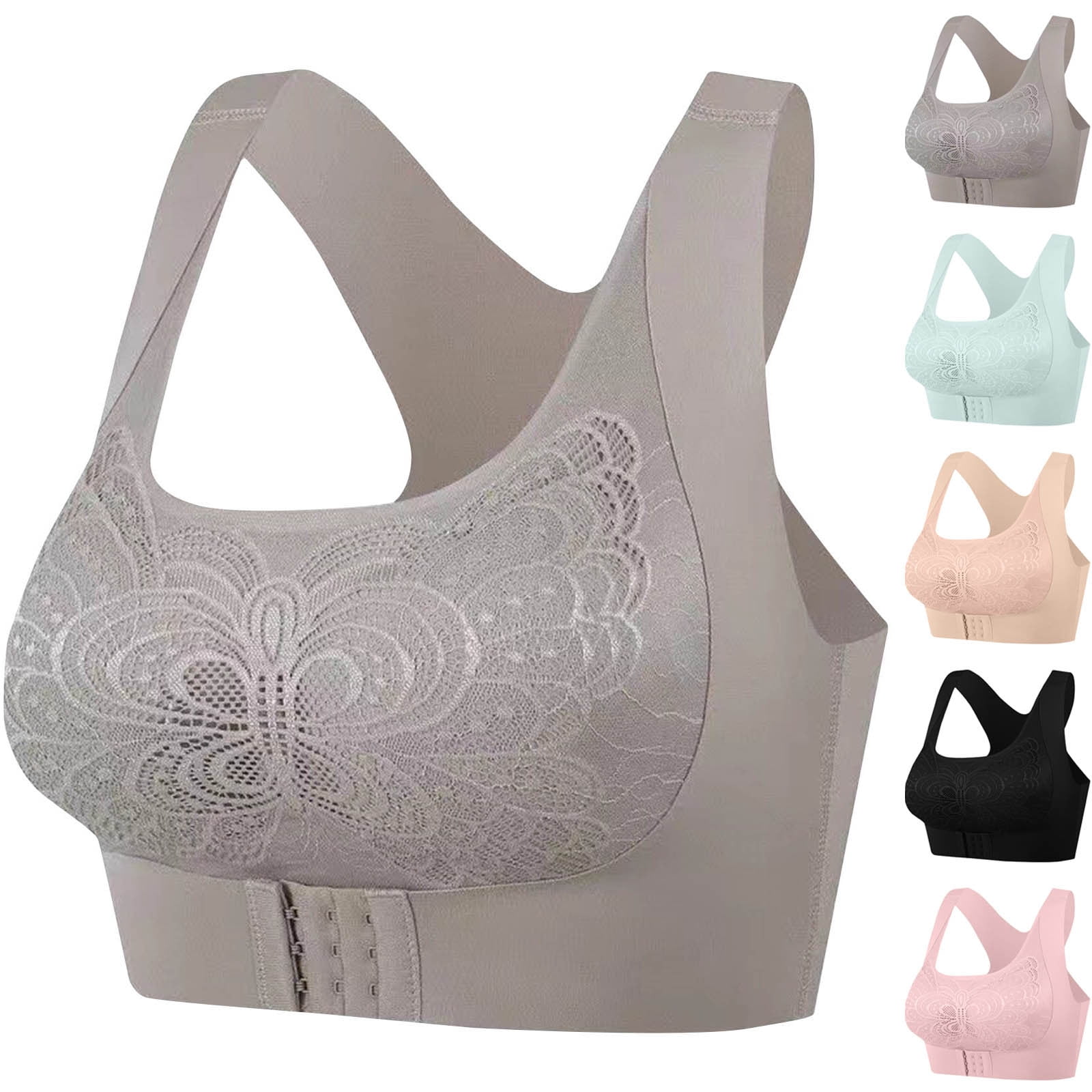 Bvxeep Women's Seamless Lace Front Side Closure Sports Bra Wirefree ...