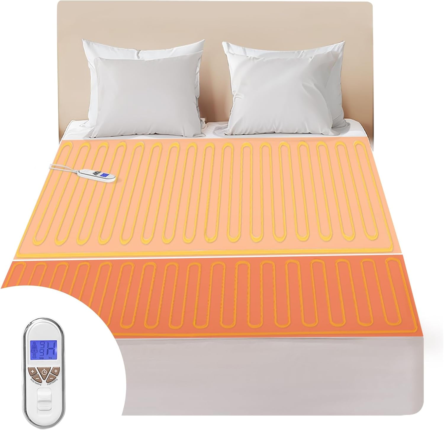 Bwarm Premium Multi-Zone Electric Heated Mattress Pad Full Size, 54" x ...