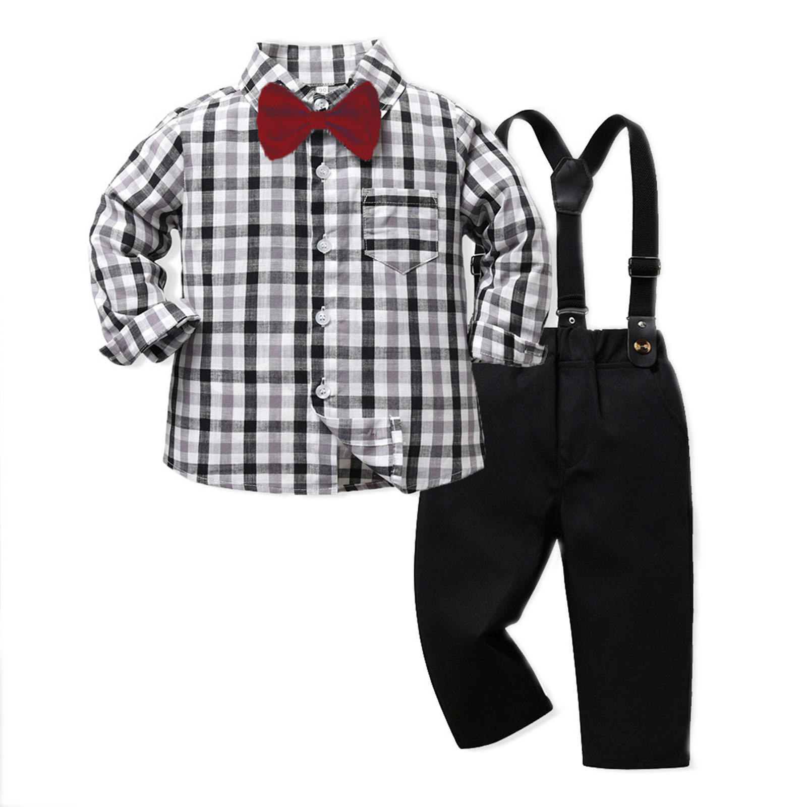 Bwdbhd Baby Boy Wedding Outfit Toddler Boys Suit with Suspender Baby ...