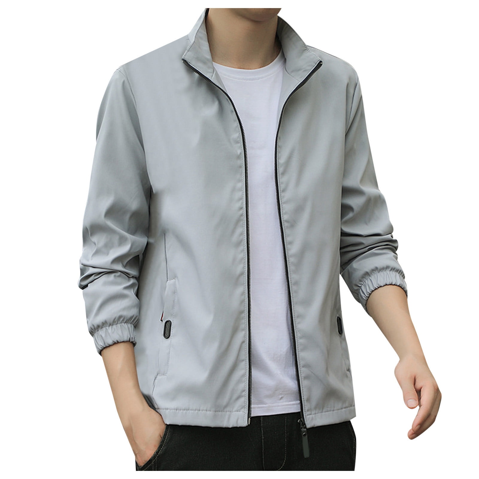 Bwdbhd Men Jacket Men's Lightweight Zip Up Jacket Stand Collar Jacket ...