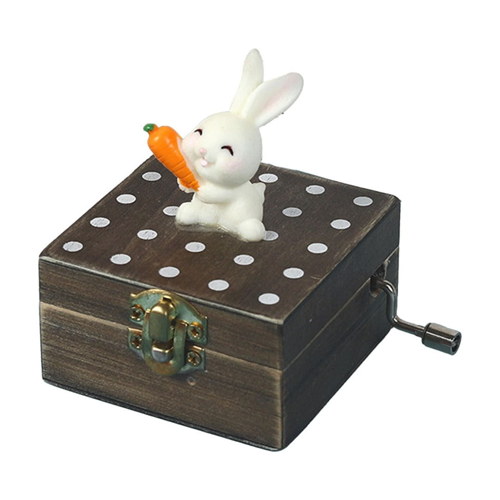 Bwiyojiz Educational Toys Mini Animals Block Music Box Wooden Rotating ...