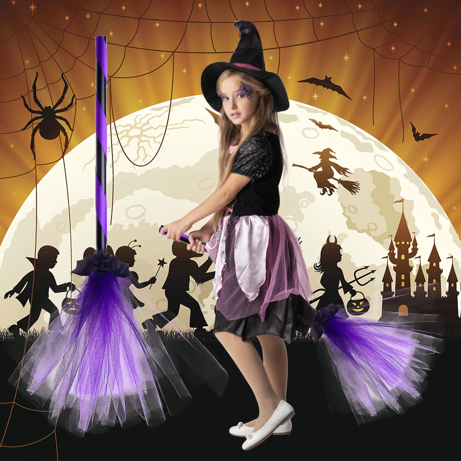 Bwiyojiz Fall Decor, Halloween Decoration Witch Flying Broomstick Party ...