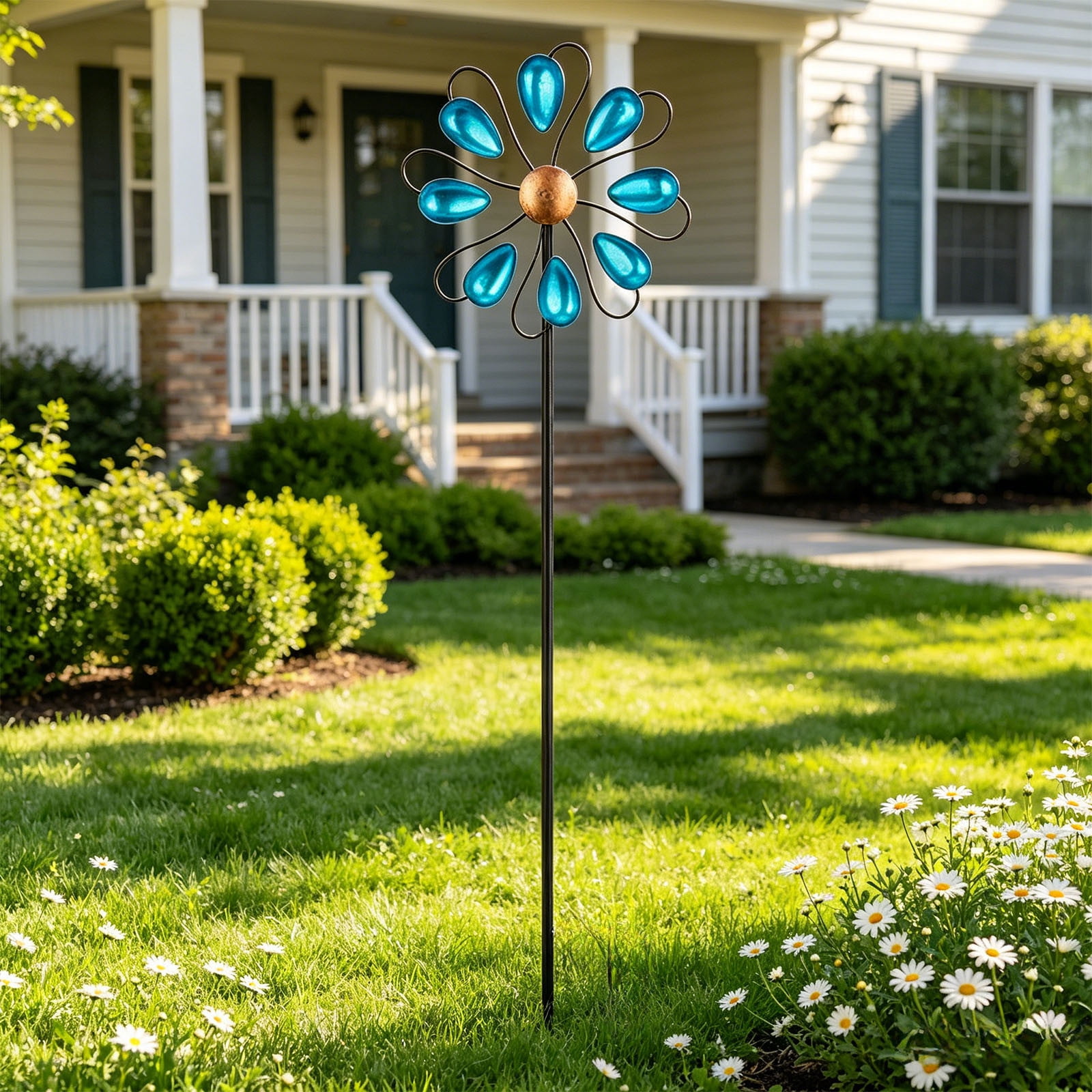 Bwiyojiz Home Decor, 39.3 In Rotating Wrought Iron Garden Windmill ...