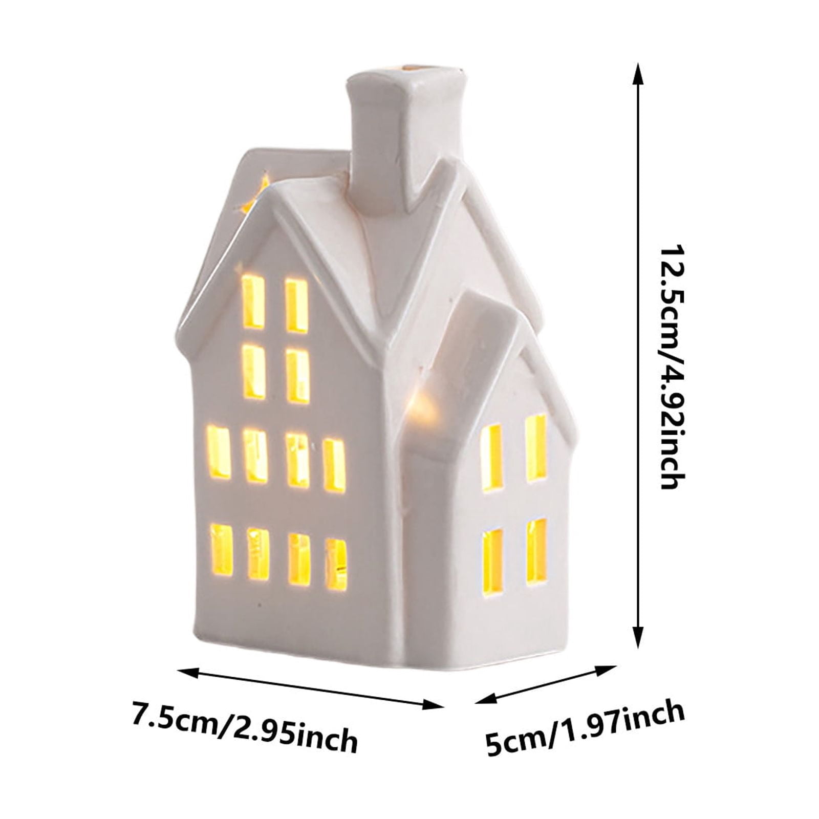 Bwiyojiz Home Decor Ceramics Ceramic Houses with LED Lights Glowing ...