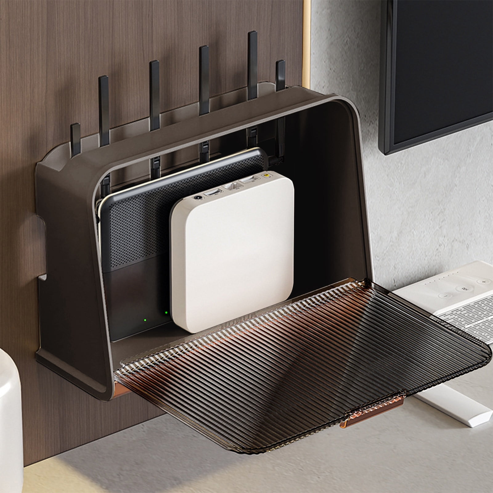 Bwiyojiz Home Storage, Wifi Router Storage Box Storage Box Power Strip ...