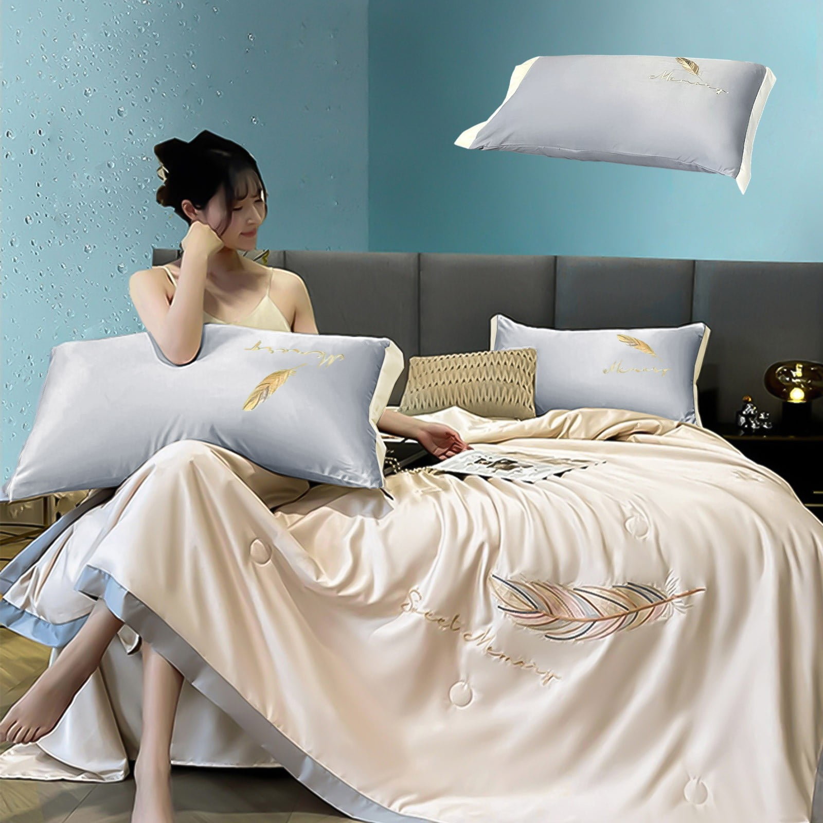Bwiyojiz Pillow Cases, Solid Color Pillowcase Polyester Sleep ...