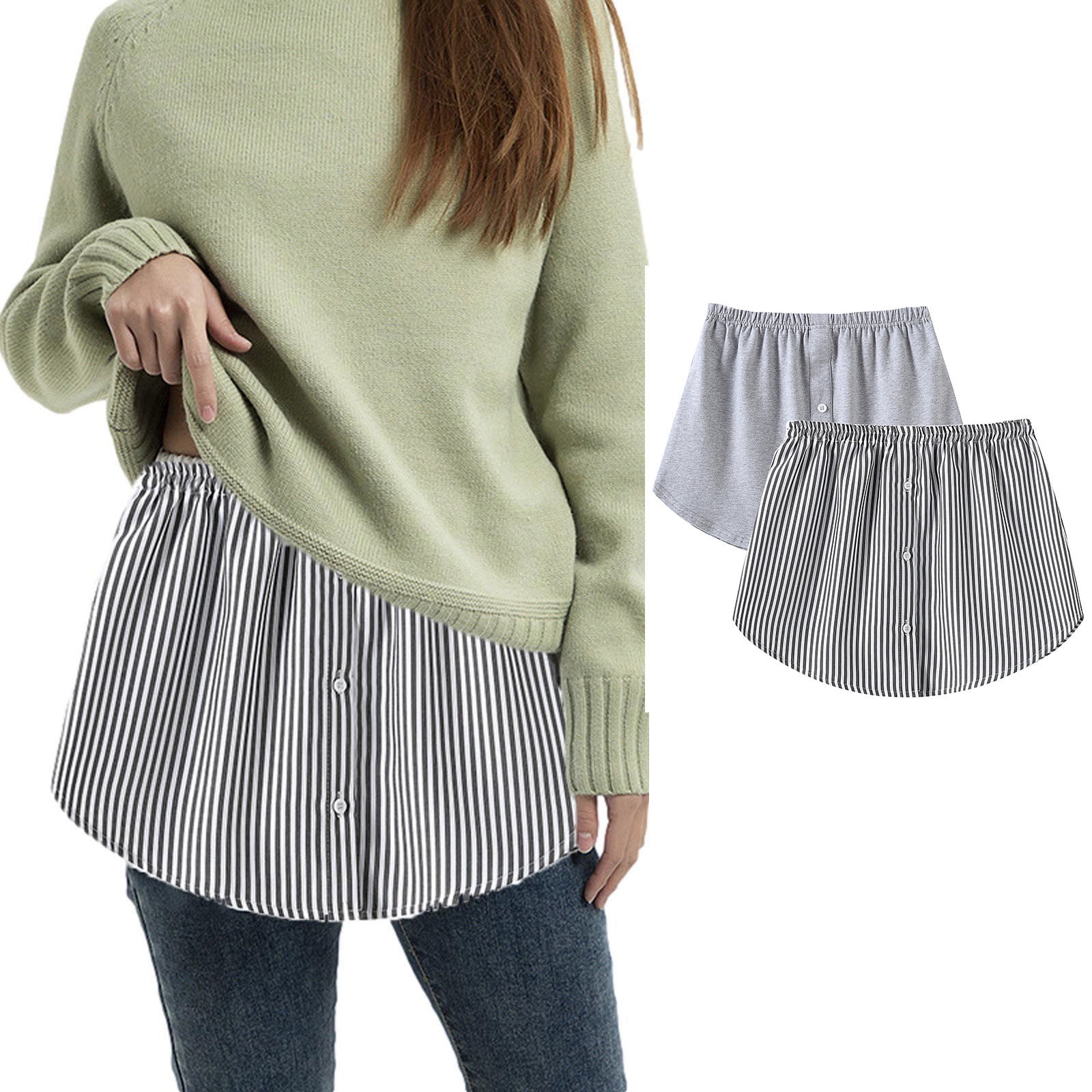 Bwndum Half Shirts for Women Layering Striped Button Shirt Extender ...