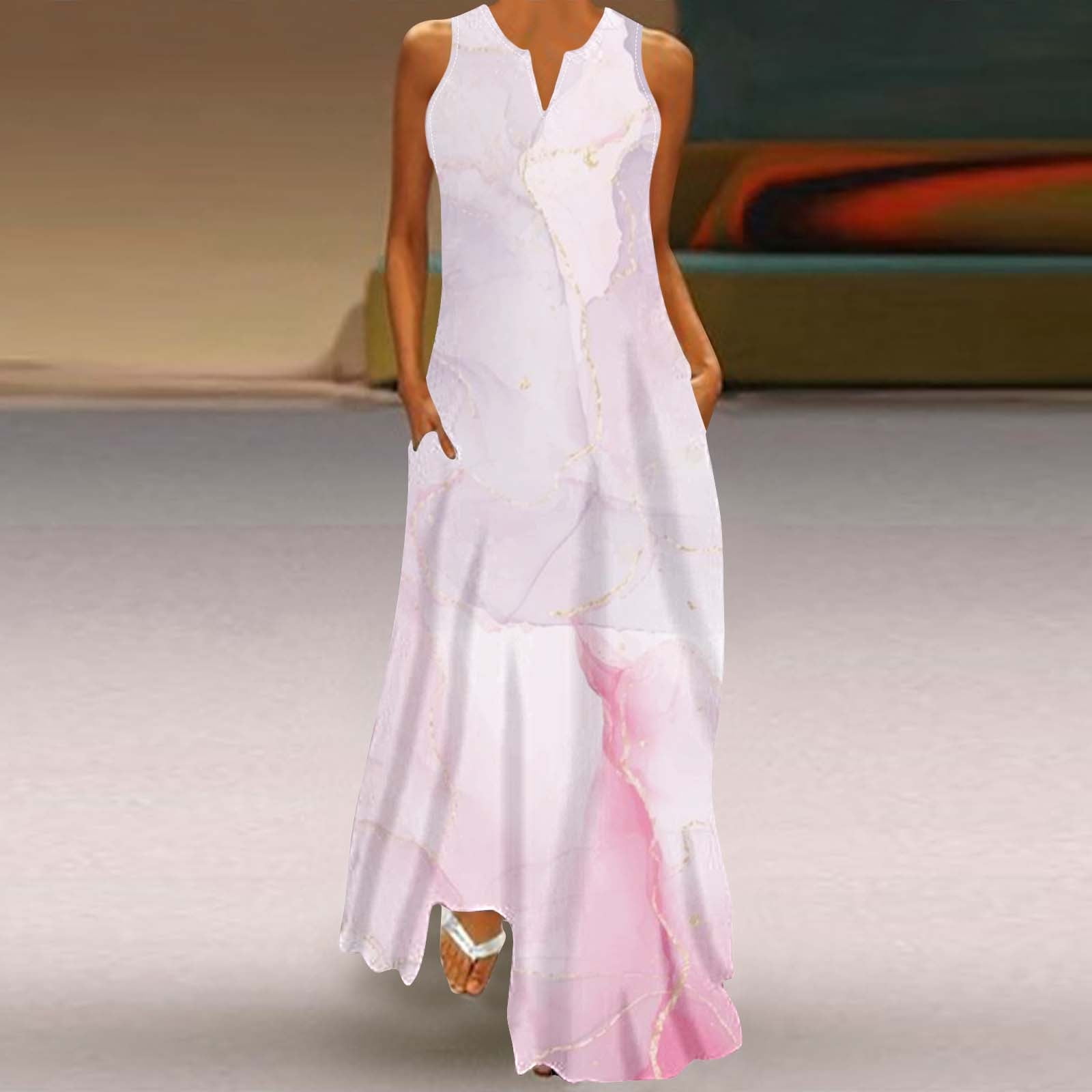 Bwndum Plus Size Dress for Women Trendy Loose Maxi Tank Dress Flowing A ...