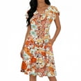 Bwndum Womens Floral V-Neck Button Down Midi Dress with Pockets ...
