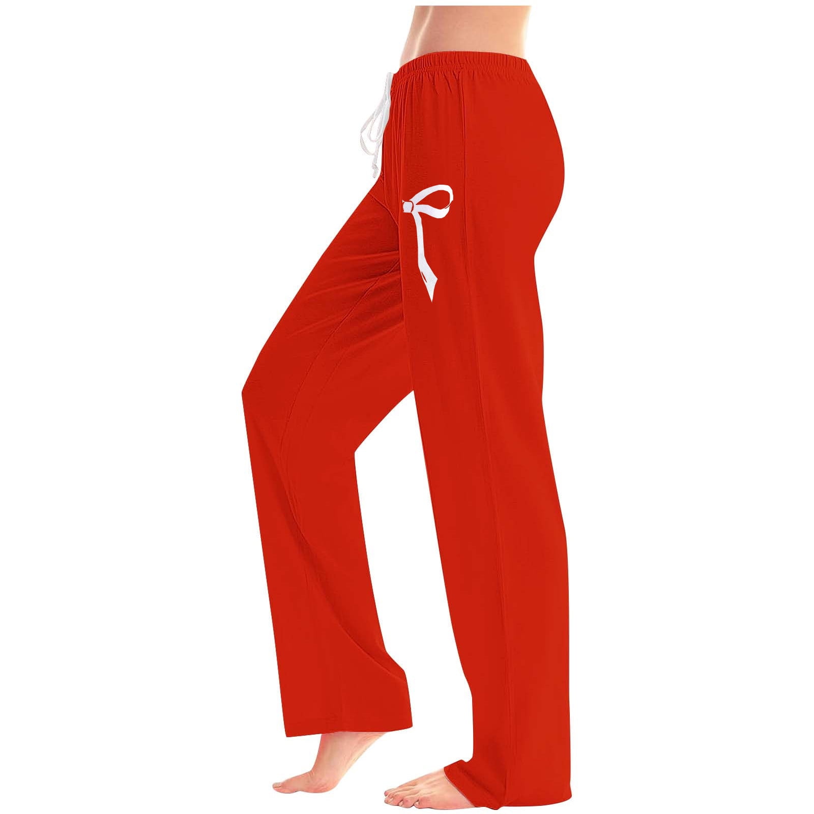 Bwndum Womens Lounge Pants Sleepwear Pajama Soft Straight Leg Bow Print ...