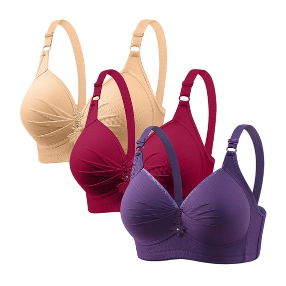 Bwomeauty 3 Pack Bras for Women t Shirt Push Up Bra No Underwire ...